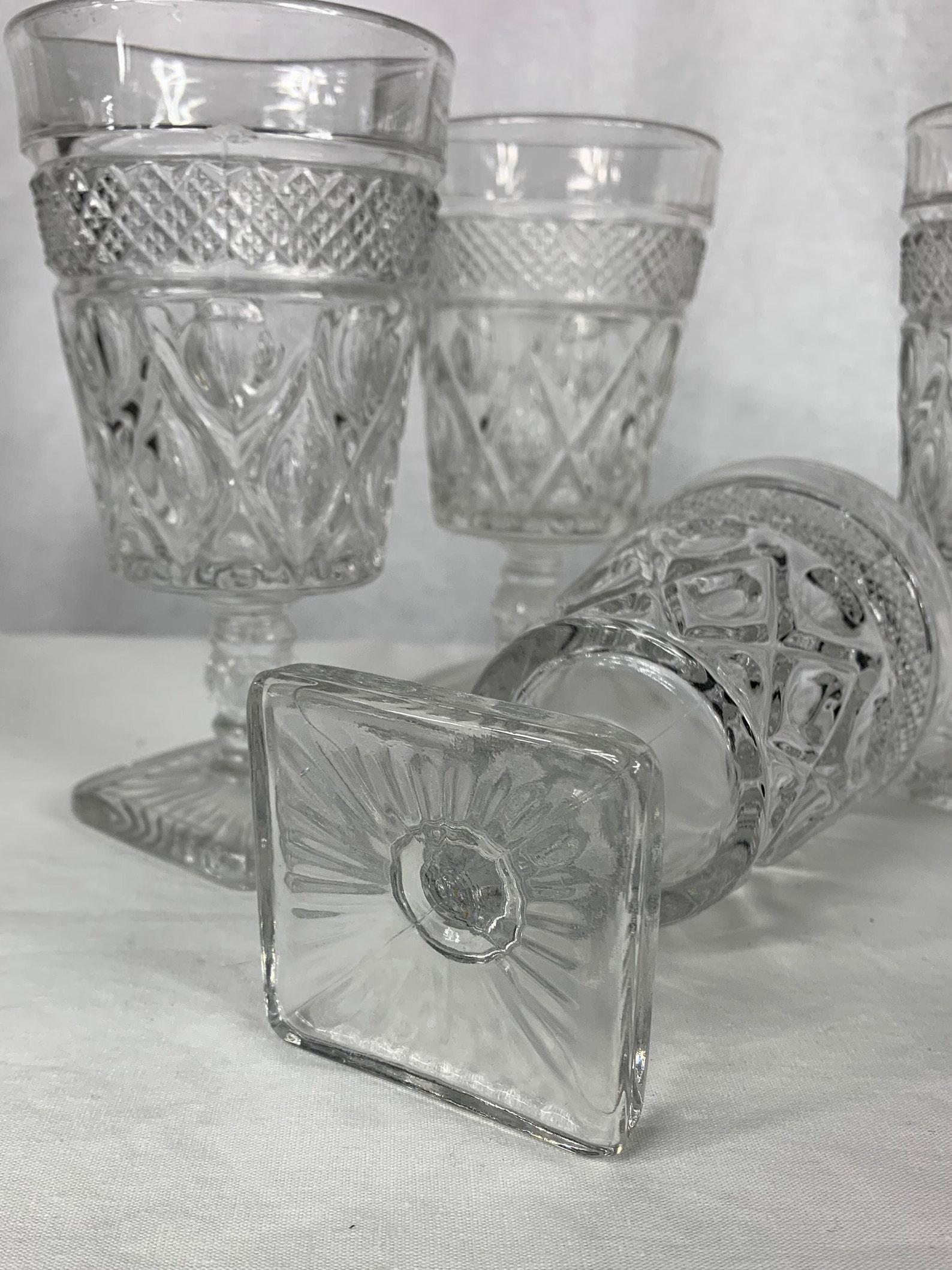 Clear Pressed Glass Vintage Goblets Set Of 4 Pristine Condition Etsy