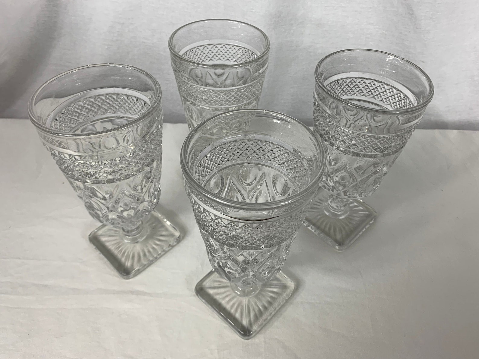 Clear Pressed Glass Vintage Goblets Set Of 4 Pristine Condition Etsy