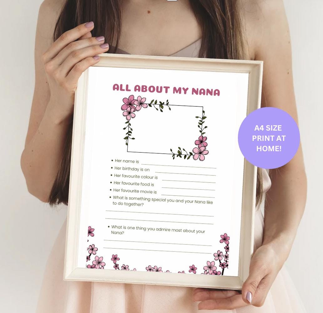 All About My Nana Printable Drawing Card for Kids, Nana Drawing ...