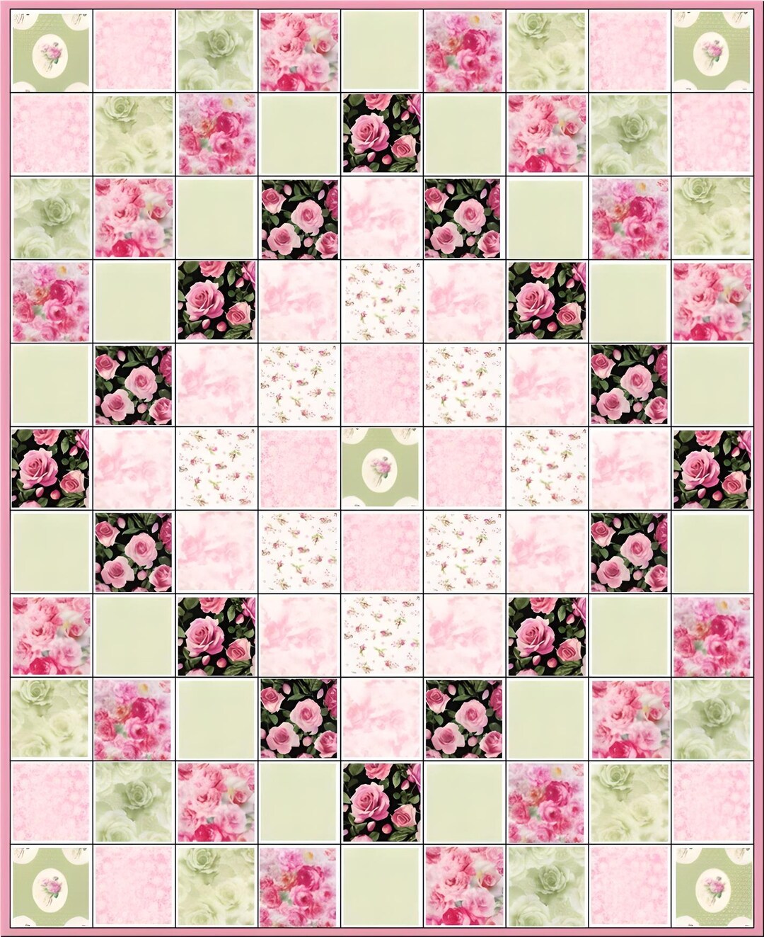 Rose Parade~precut Quilt Kit~roses, Roses and More Roses~pink~green ...