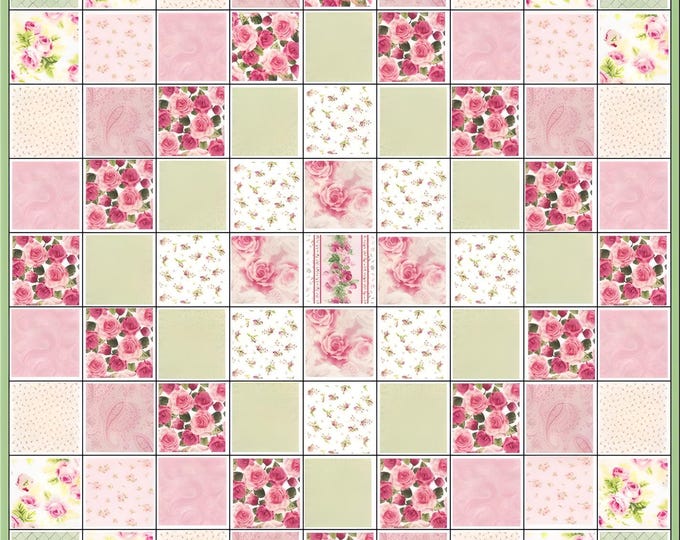 Rose Garden~precut Quilt Kit~gorgeous Shabby Chic Pink Roses~pink, Rose ...