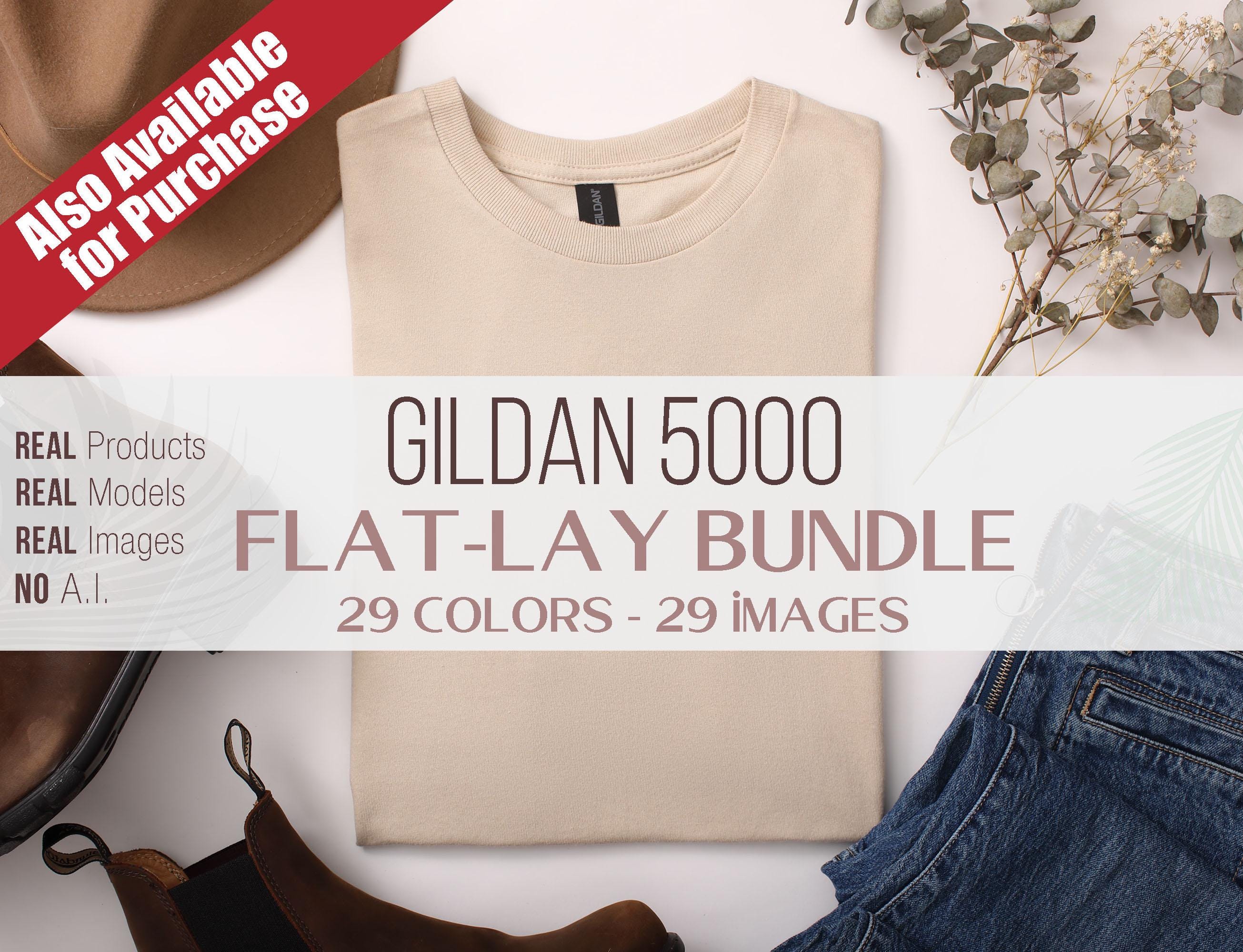 Gildan 5000 Flat Lay Mockup - Sand | Tshirt Mock Up, Casual Boho Flat ...