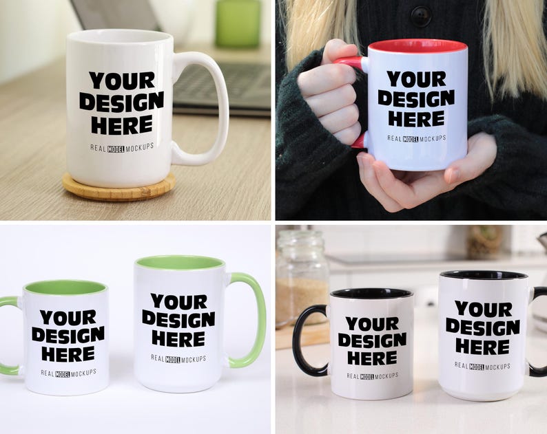 Mug Mockup Bundle | 15oz 11oz White and Color Ceramic Coffee Mug | Two ...