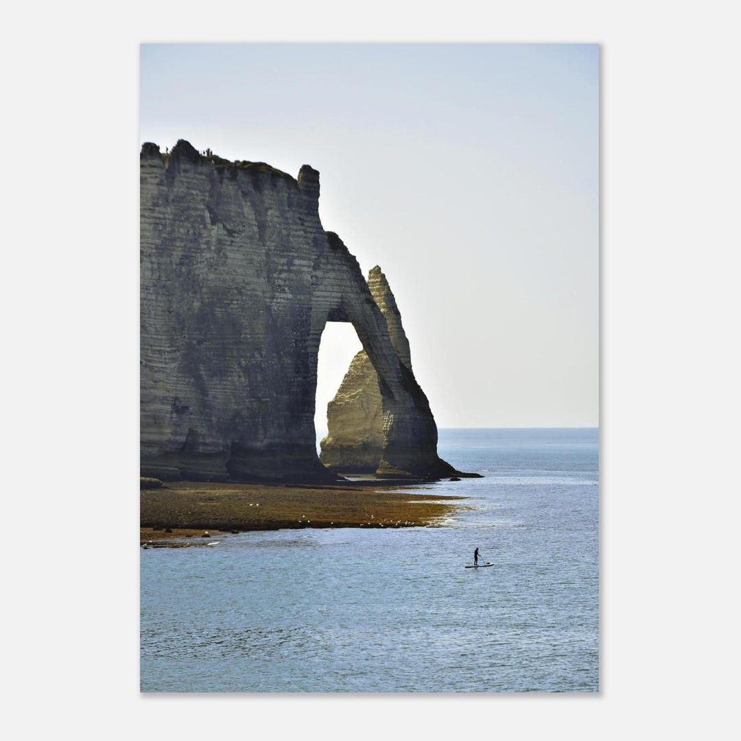 Beautiful Etretat Cliff Surfing Poster - Sunny Day Wall Art - Semi ...