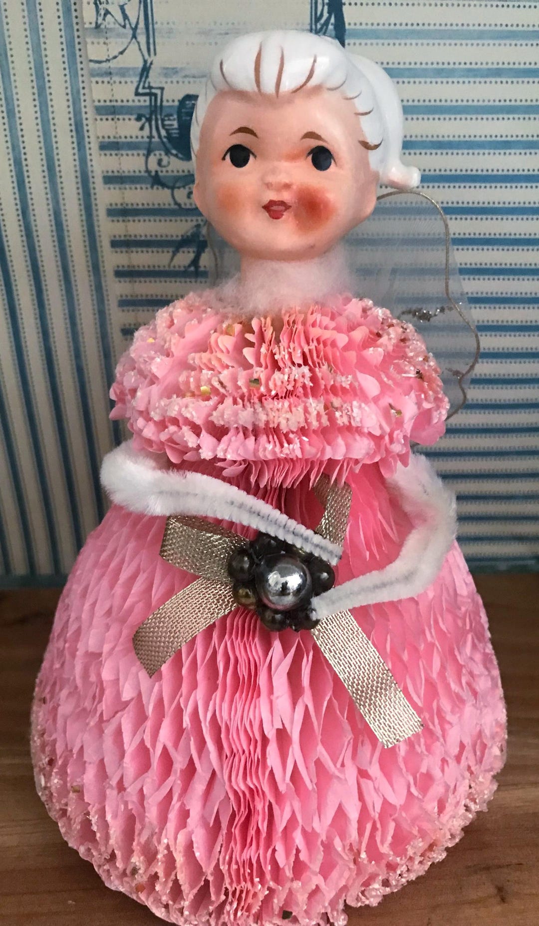 RARE 1950s Japan Honeycomb Angel | Ceramic Head MCM Pink Figure | Holt ...