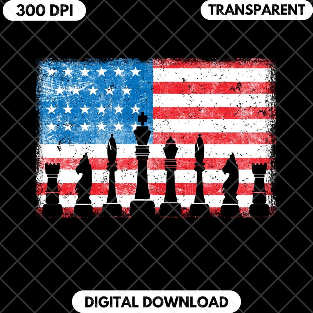 Patriotic Chess Design Png, American Flag Chess Board Png, Chess Lover ...