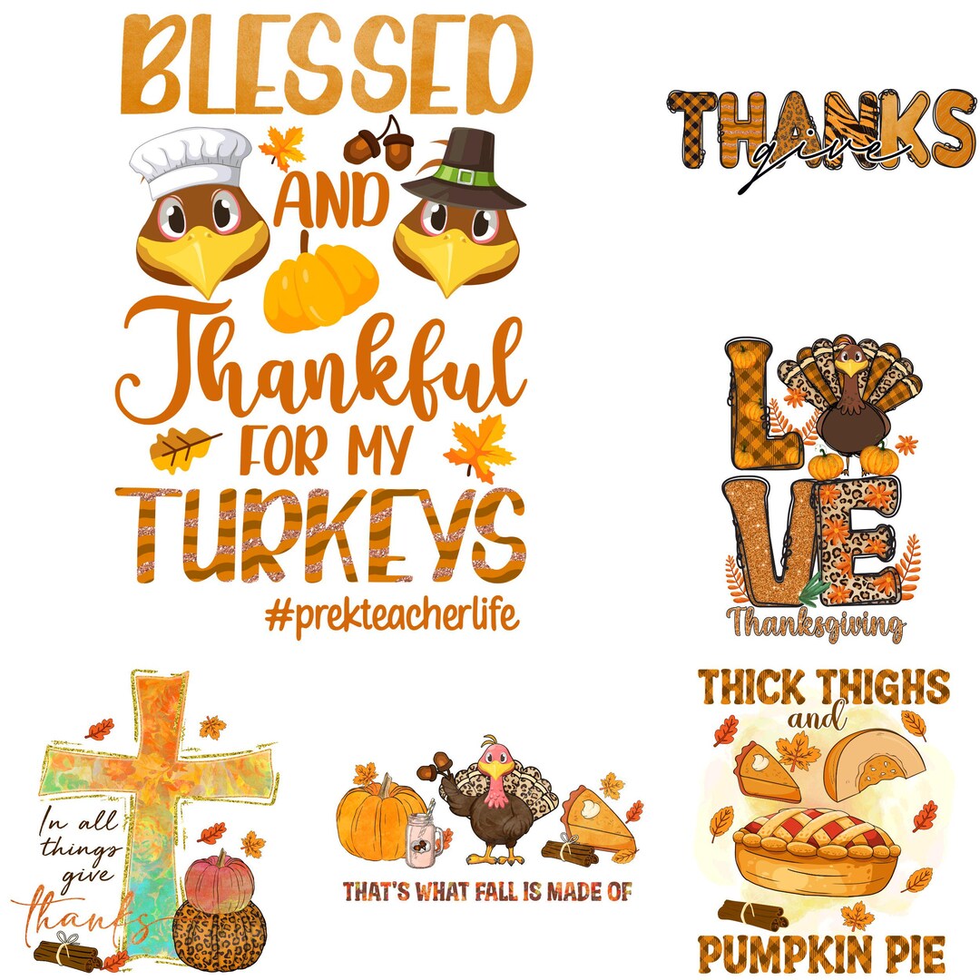 Thanksgiving Turkey PNG Bundle, Fall Coquette Bow, Retro Pumpkin ...