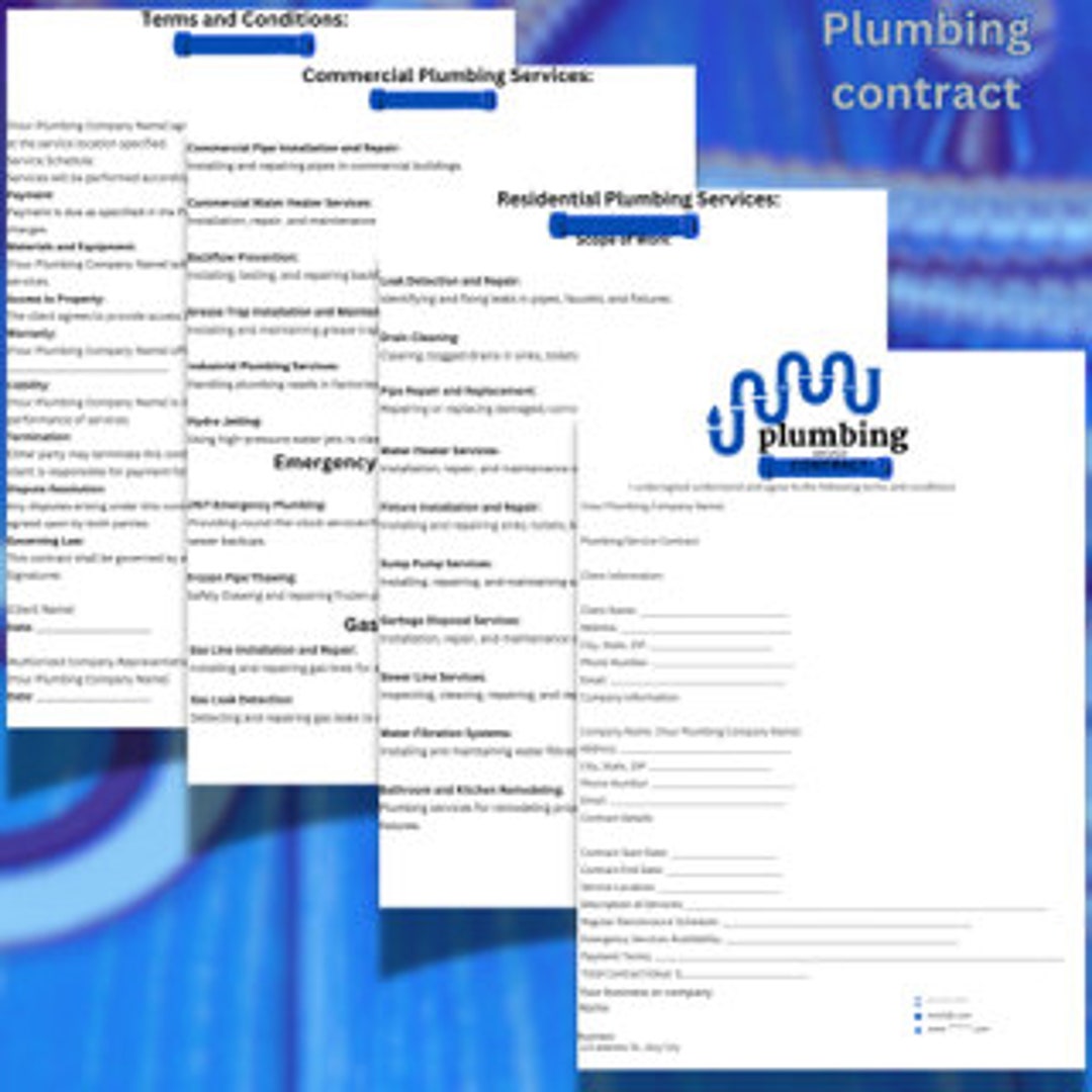 Plumbing Service Agreement Template Professional Contract for ...