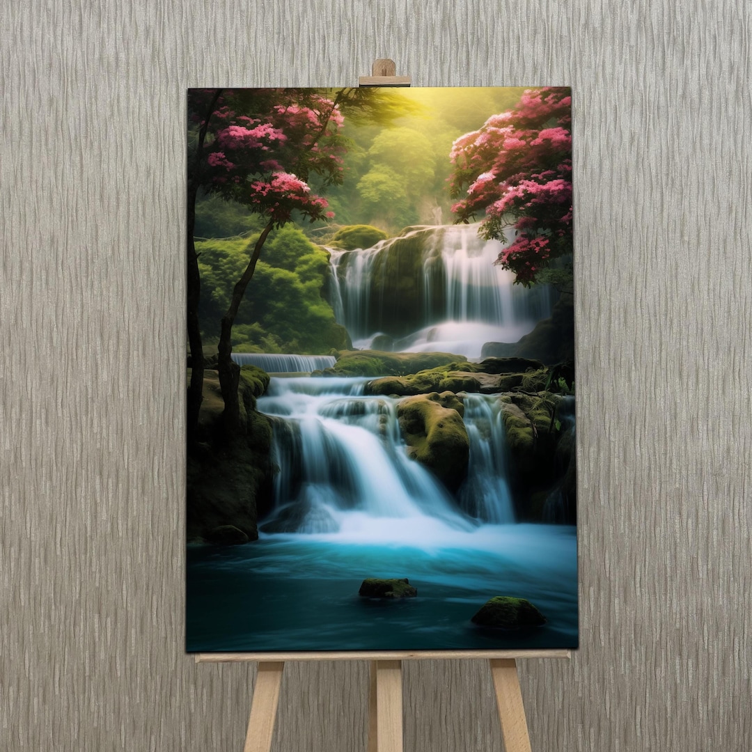 Nature Waterfall Paradise Tempered Glass Printing Wall Art, Landscape ...