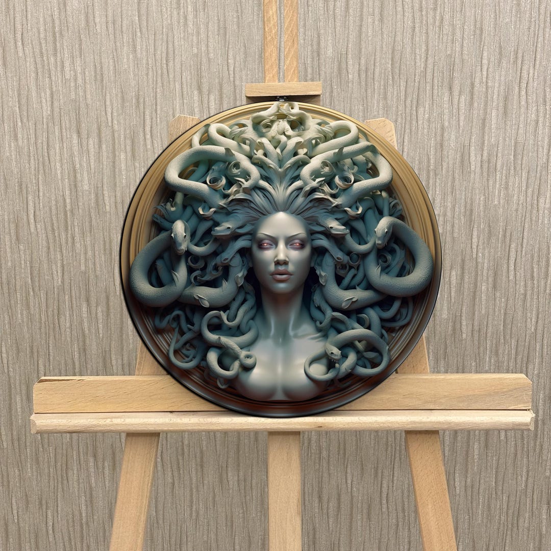 Medusa Wall Art, Round Glass Art, Tempered Glass Wall Art, Medusa Wall ...