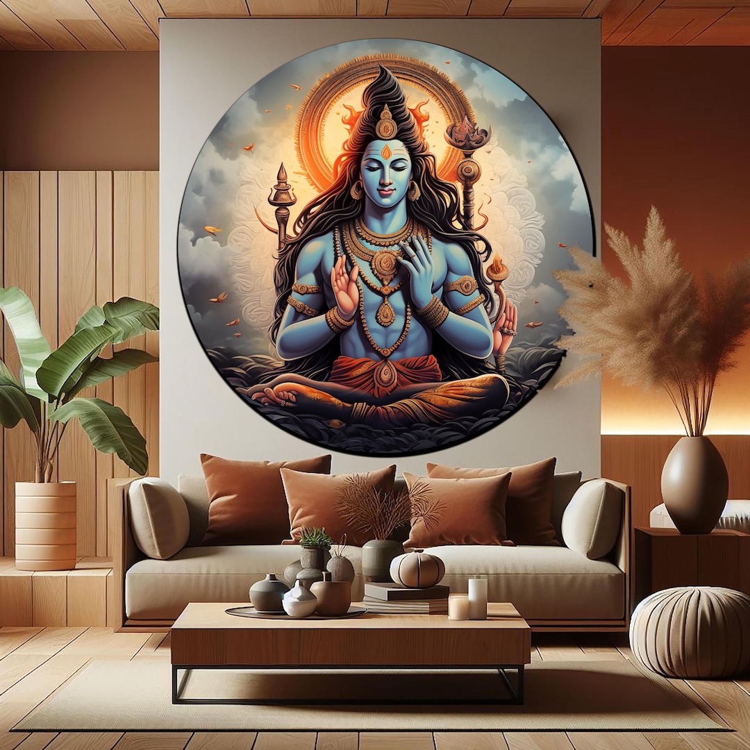 Shiva Wall Art-tempered Glass Wall Art-hindu Wall Art-round Wall Art ...