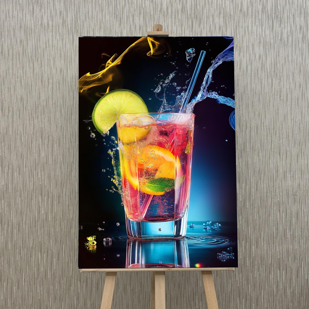 Cocktail Wall Art, Large Glass Print Wall Decor Art, Drink Wall Art ...