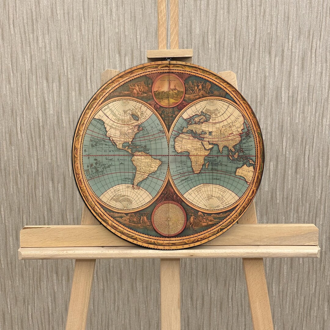 Old World Map Wall Art, Tempered Glass Wall Art, Glass Printing,round ...