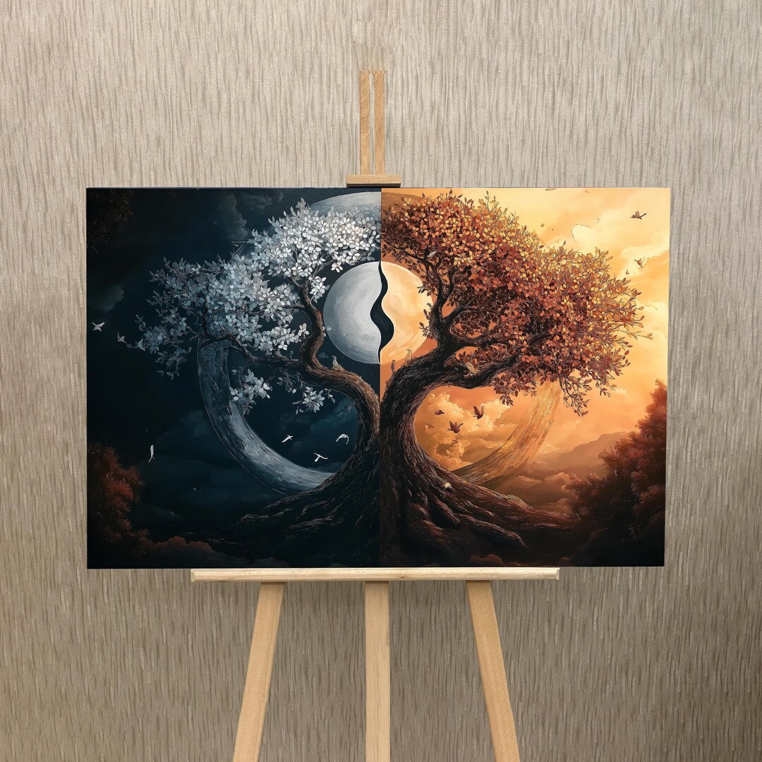 Yin and Yang Balance in the Tree of Life Tempered Glass Wall Art-glass ...
