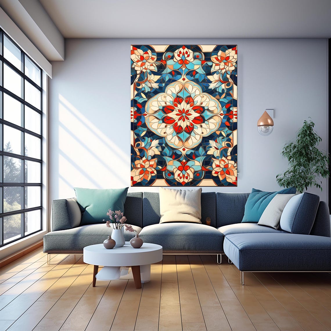 Turkish Patterned Wall Art | Tempered Glass Hanging Art| Ethnic Tile ...