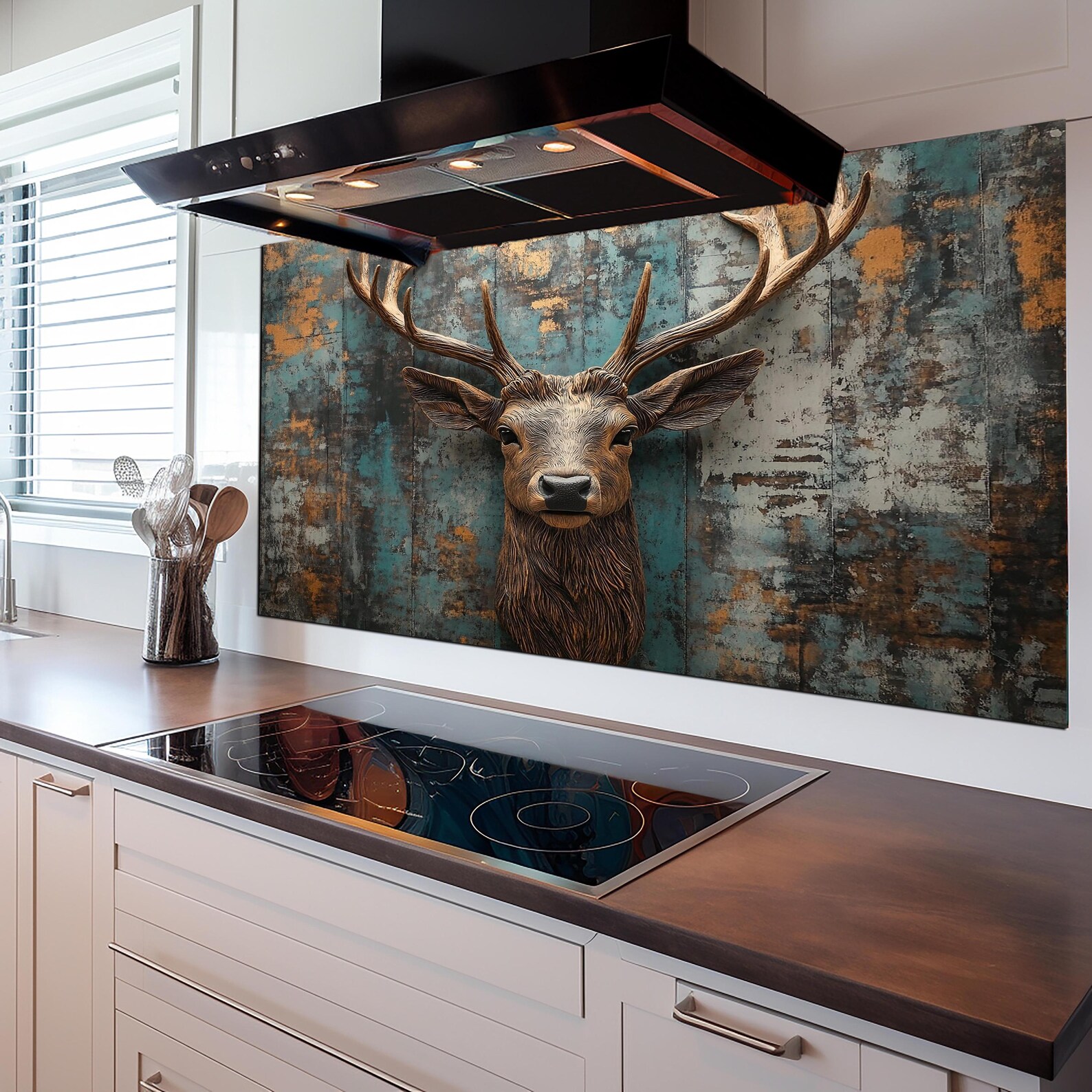 Deer Tempered Glass Backsplash Tiles-animal Backsplash for Kitchen Deer ...