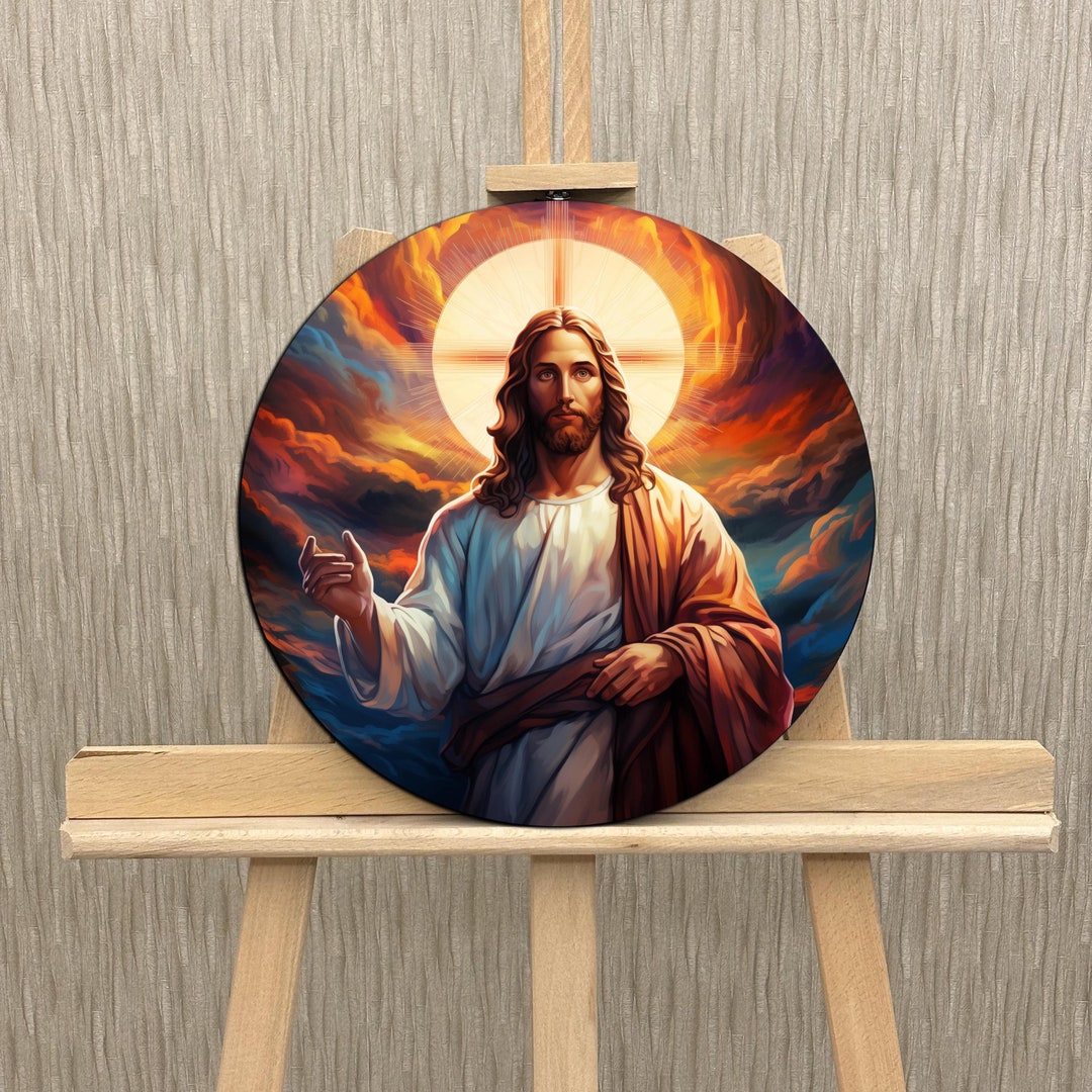 Jesus Tempered Glass Round Wall Art, Christ Wall Art, Jesus of Nazareth ...