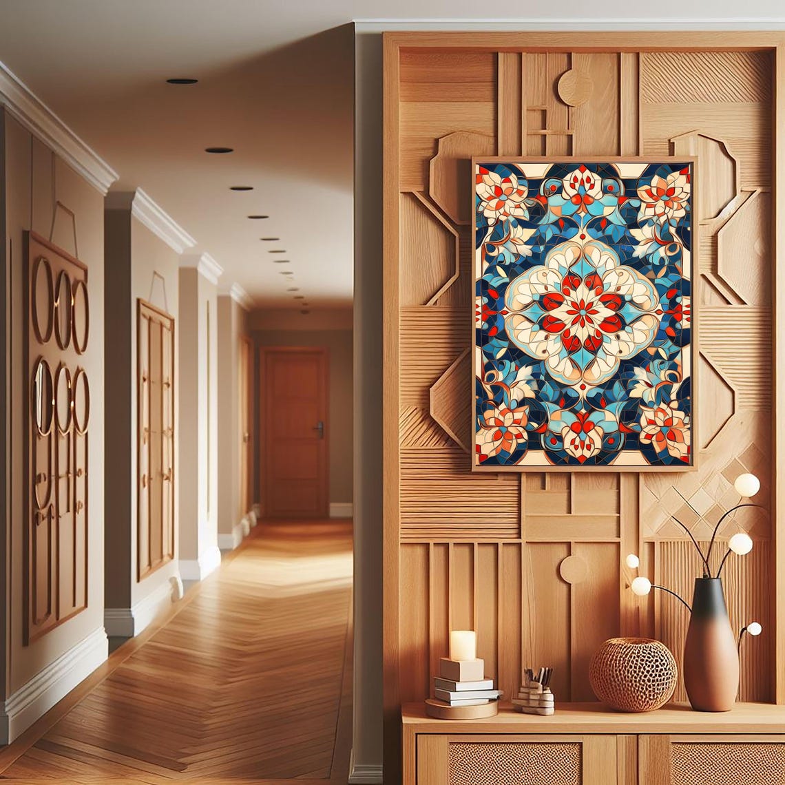 Turkish Patterned Wall Art | Tempered Glass Hanging Art| Ethnic Tile ...