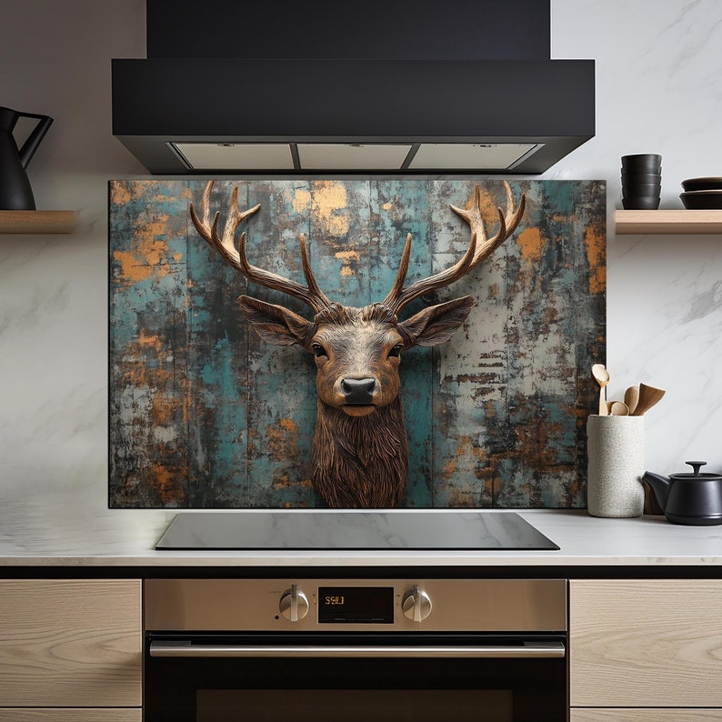Deer Tempered Glass Backsplash Tiles-animal Backsplash for Kitchen Deer ...