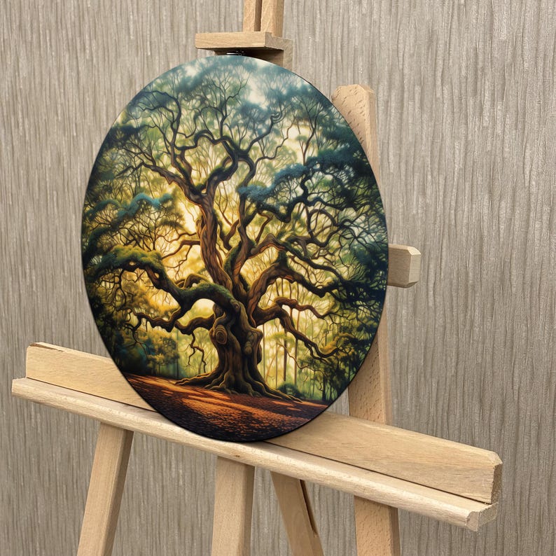 Angel Oak Tree Tempered Glass Round Wall Art, Round Glass Art,angel Oak ...