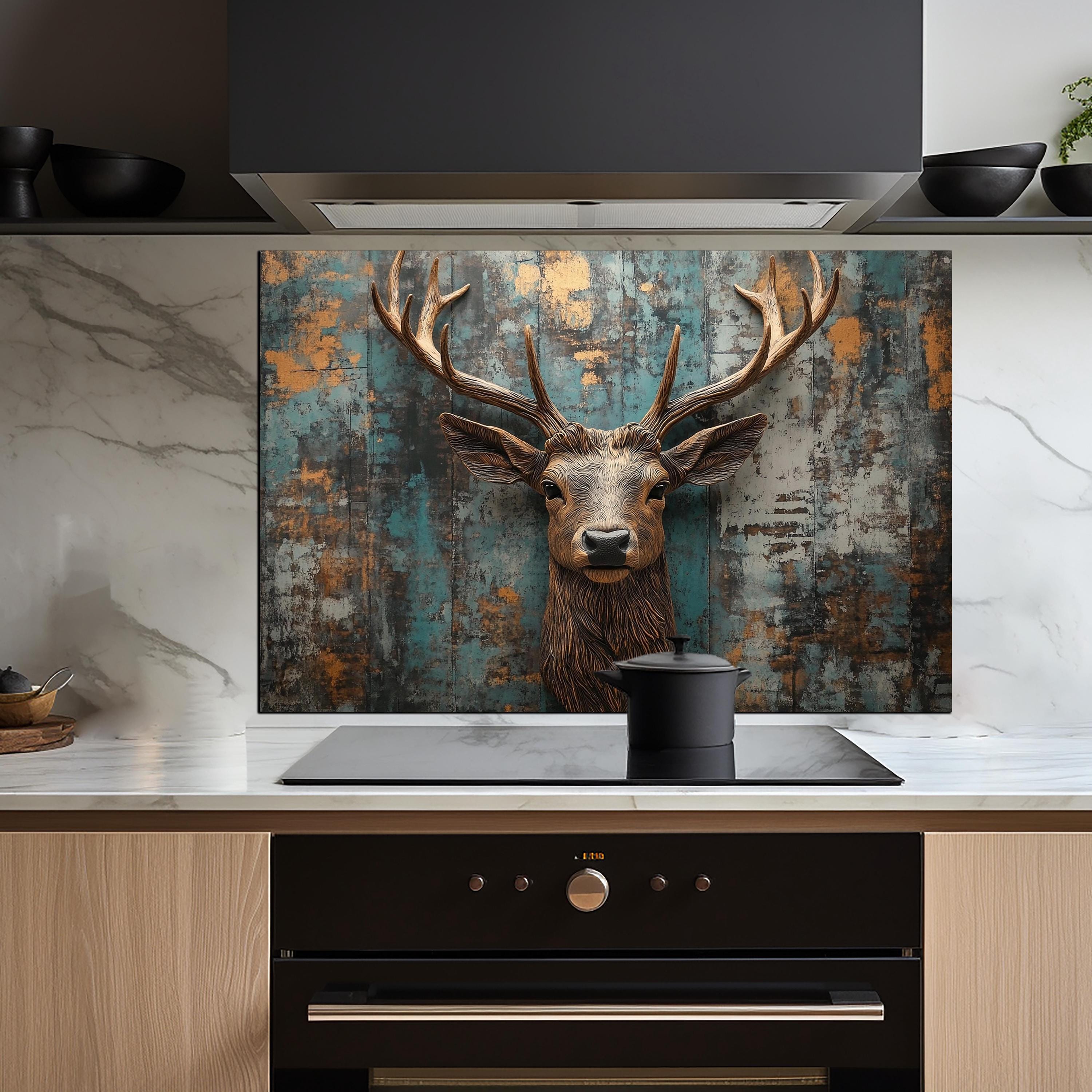 Deer Tempered Glass Backsplash Tiles-animal Backsplash for Kitchen Deer ...