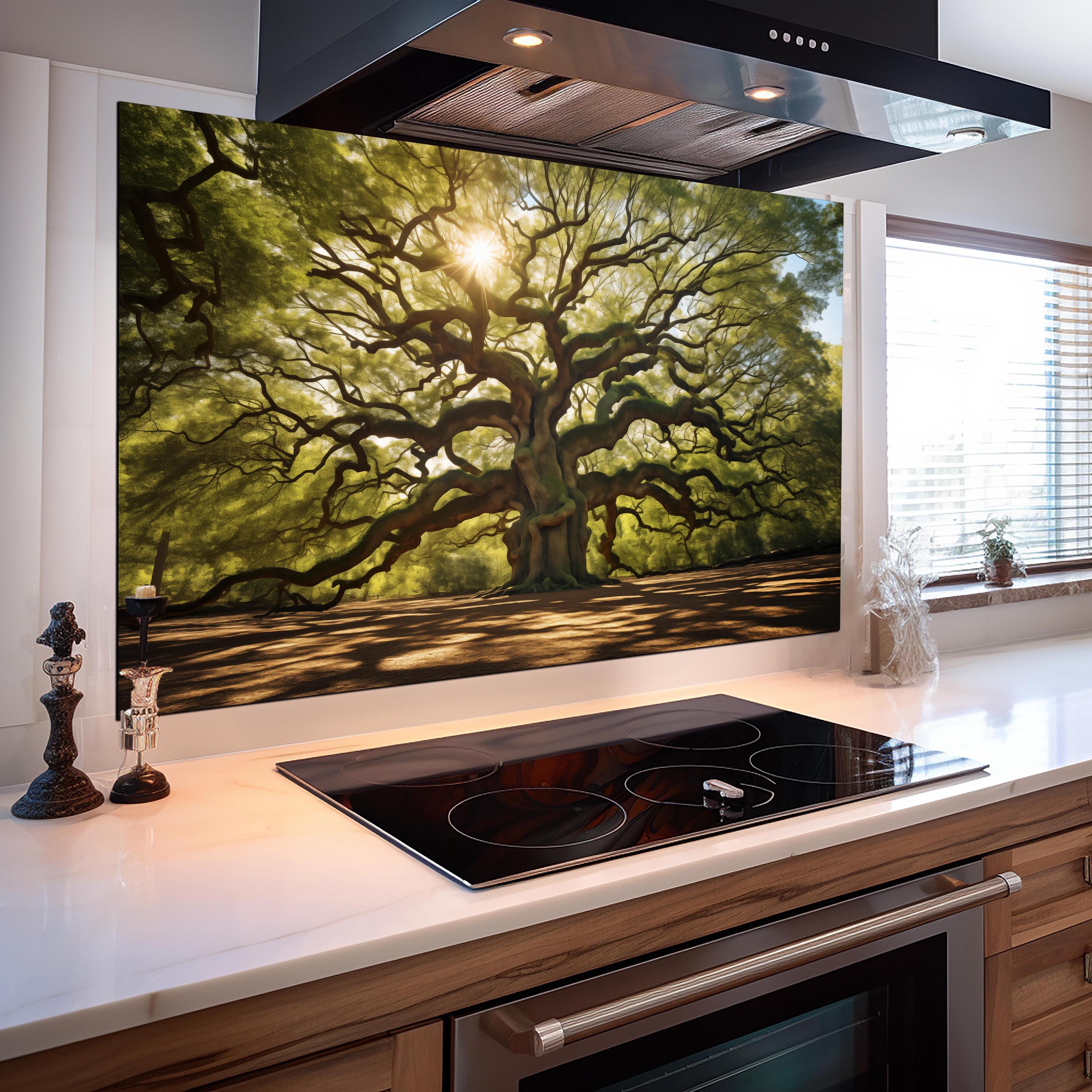 Angel Oak Forest Tempered Glass Backsplash Tiles-nature Backsplash for ...