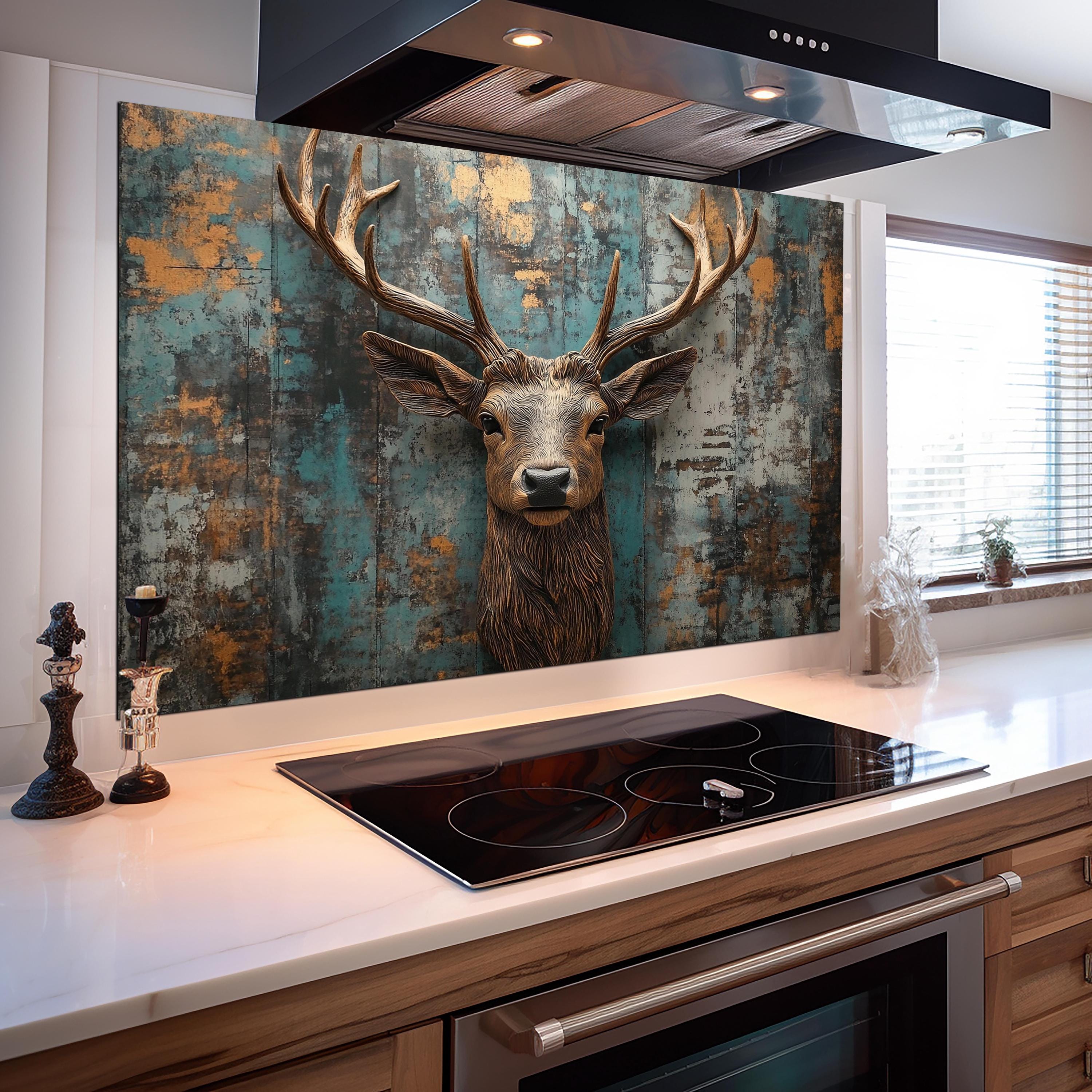Deer Tempered Glass Backsplash Tiles-animal Backsplash for Kitchen Deer ...