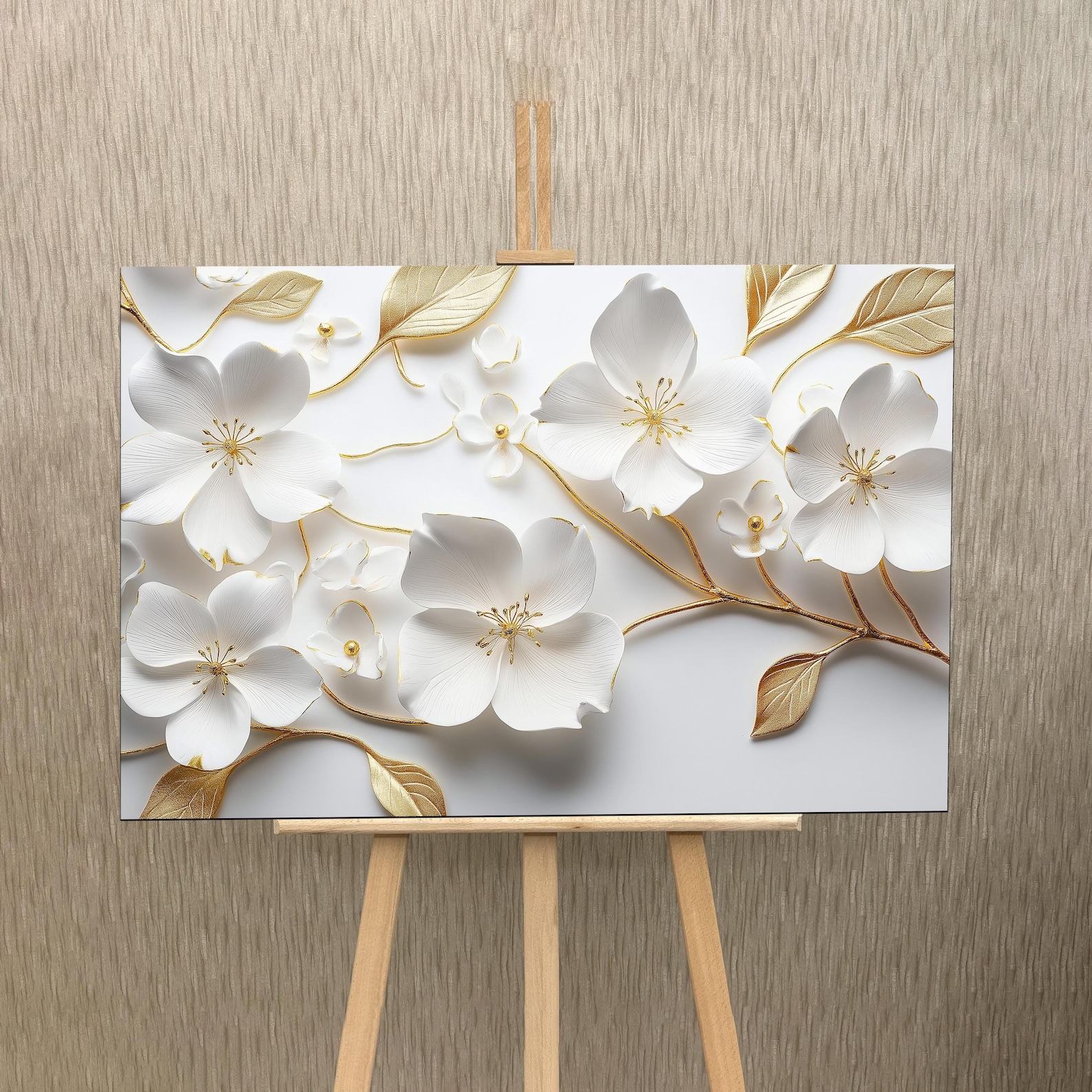 Gold Tree Tempered Glass Wall Decor Art-flower Glass Prints-glass ...