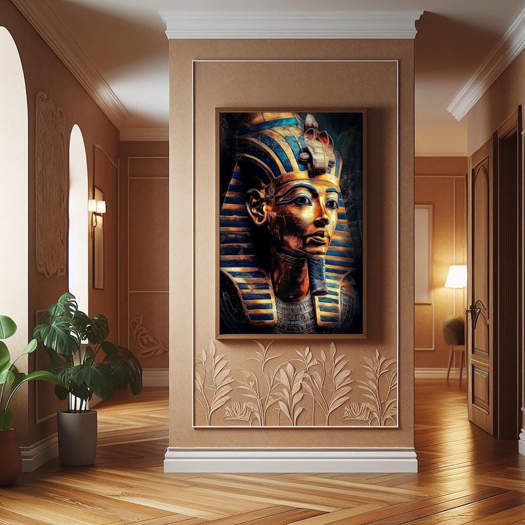 Egypt Pharaoh Wall Decor Art, King Tutankhamun Tempered Glass Wall Art ...