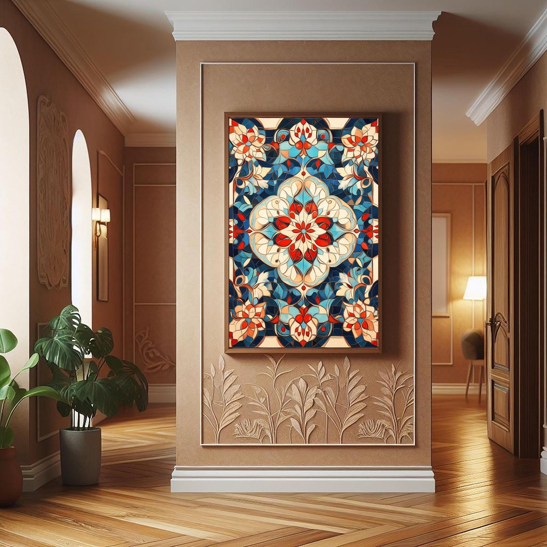 Turkish Patterned Wall Art | Tempered Glass Hanging Art| Ethnic Tile ...