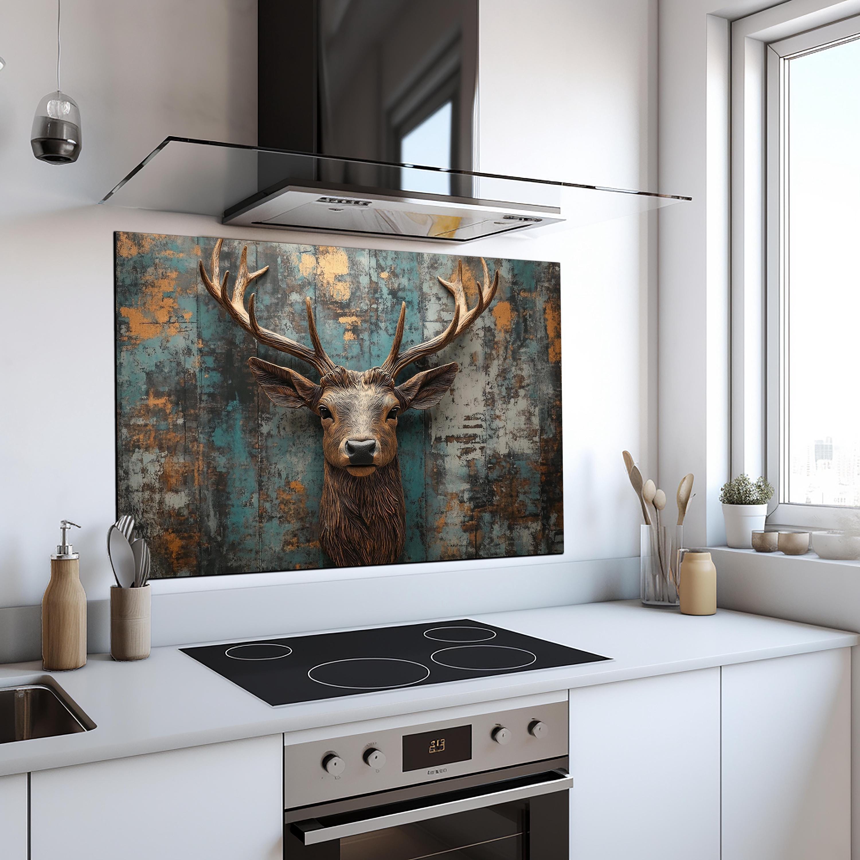 Deer Tempered Glass Backsplash Tiles-animal Backsplash for Kitchen Deer ...