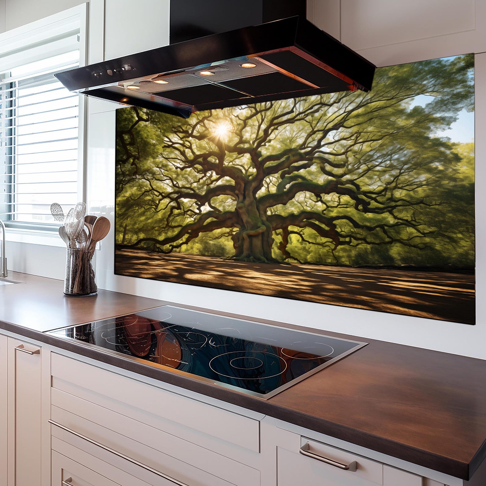 Angel Oak Forest Tempered Glass Backsplash Tiles-nature Backsplash for ...