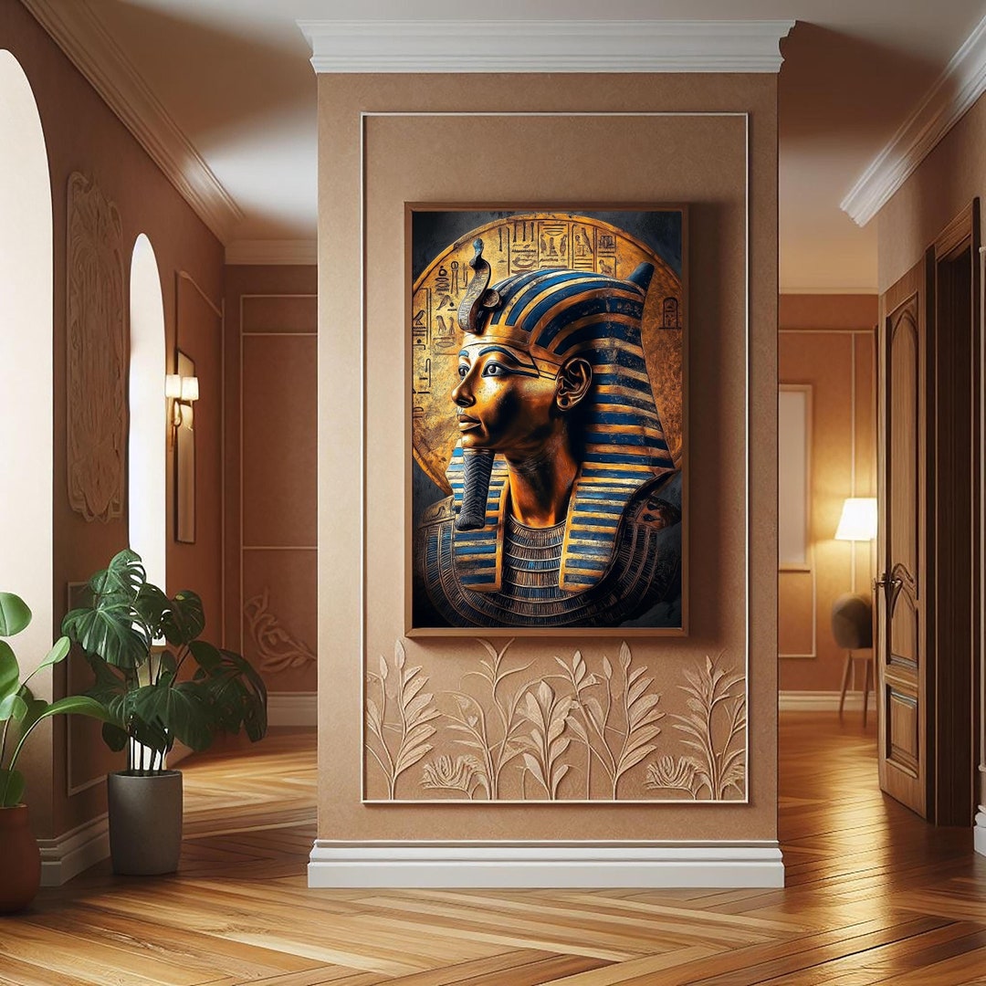 Egypt Pharaoh Wall Decor Art, King Tutankhamun Tempered Glass Wall Art ...
