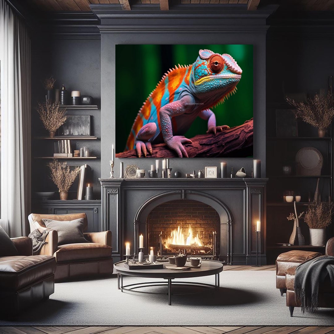 Colorful Chameleon Glass Art, Chameleon Wall Art, Tempered Glass ...