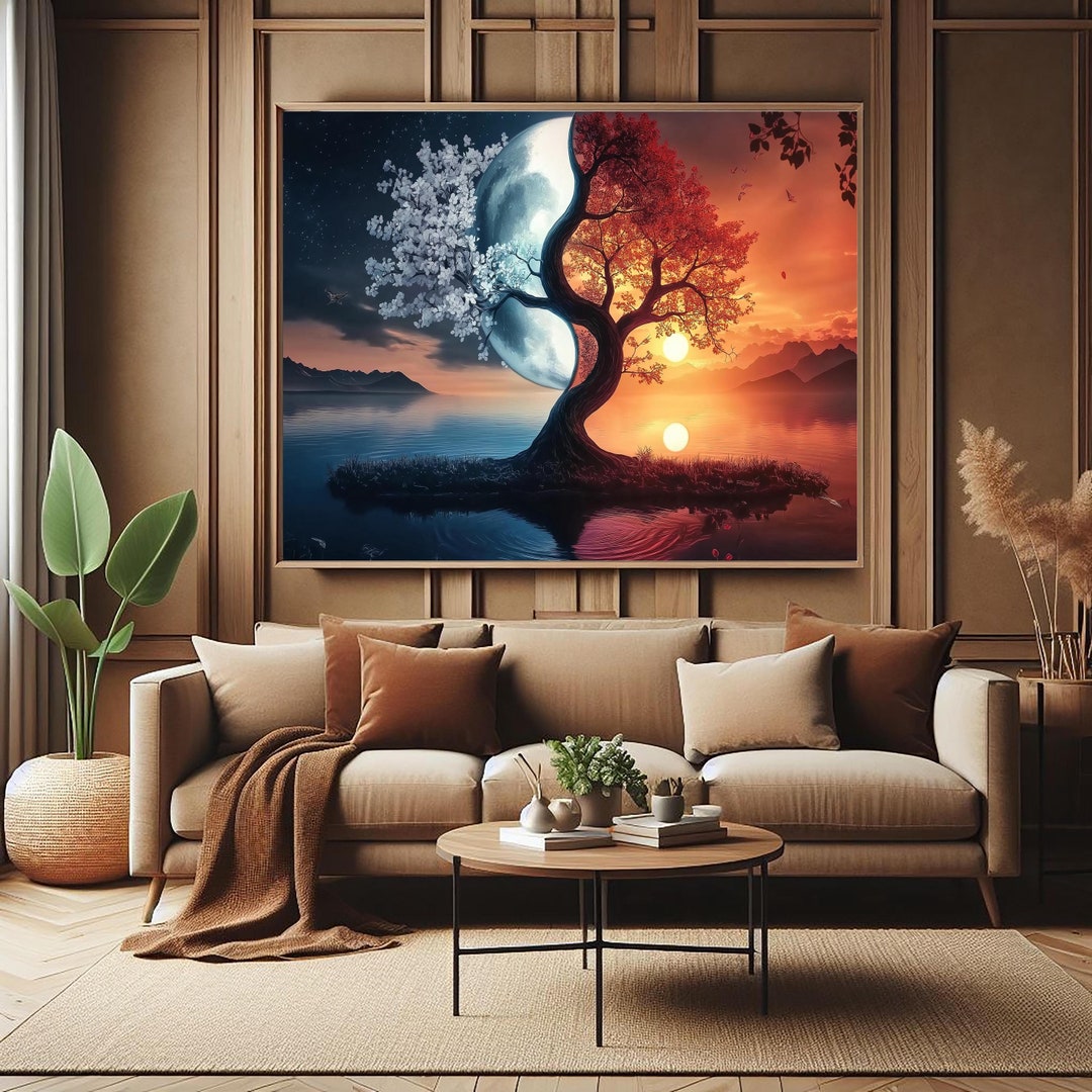 Yin and Yang Balance in the Tree of Life Tempered Glass Wall Art-glass ...