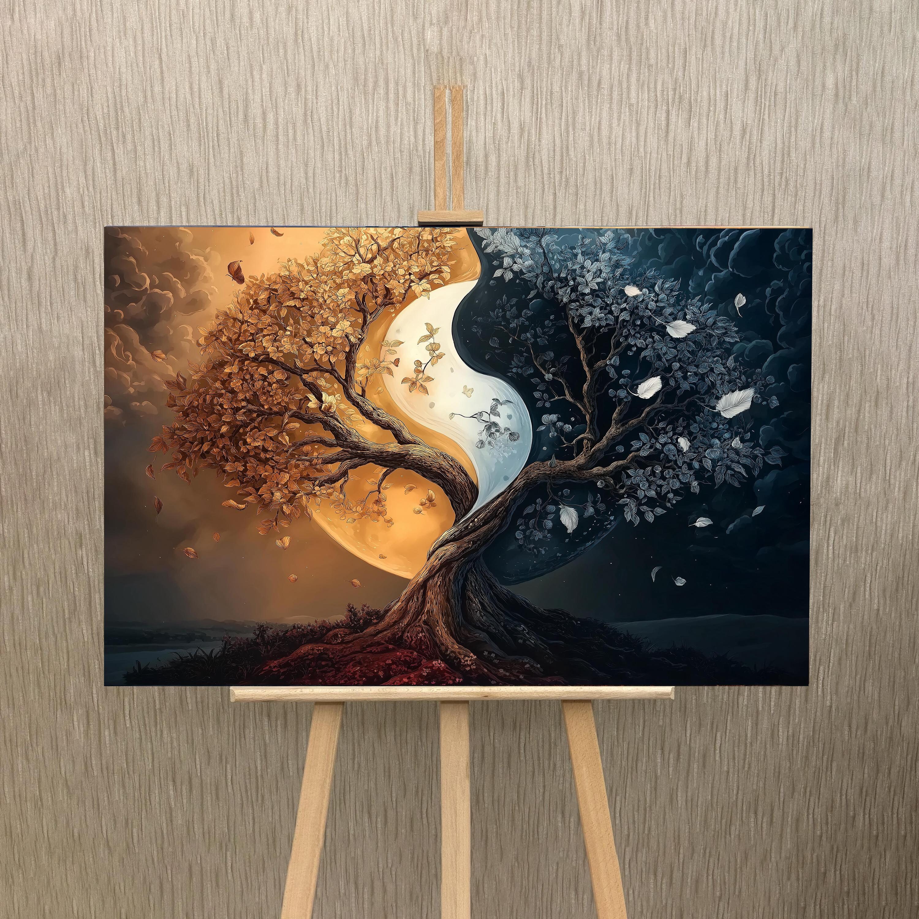 Yin and Yang Balance in the Tree of Life Tempered Glass Wall Art-glass ...