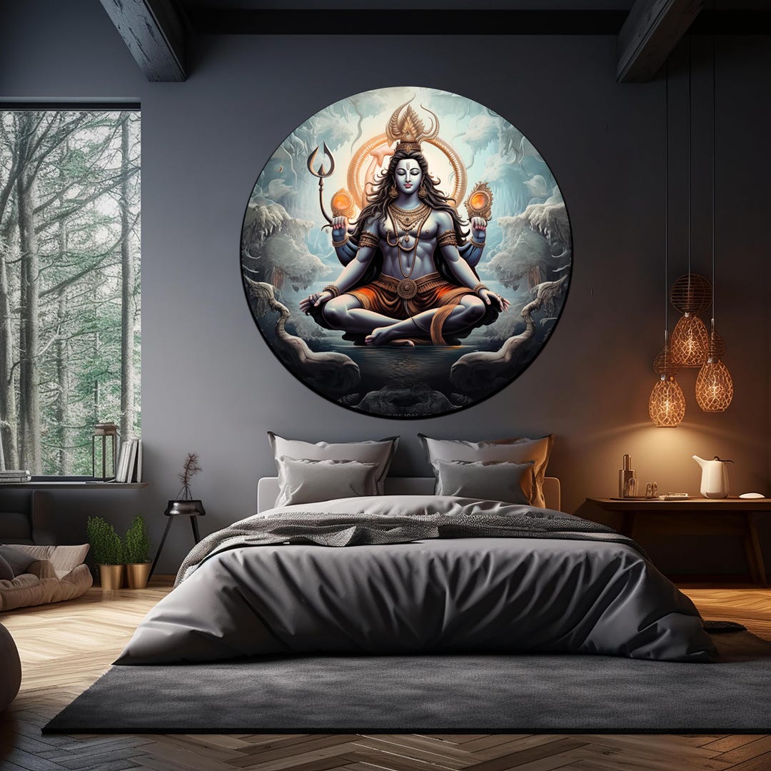 Shiva Wall Art-tempered Glass Wall Art-hindu Wall Art-round Wall Art ...