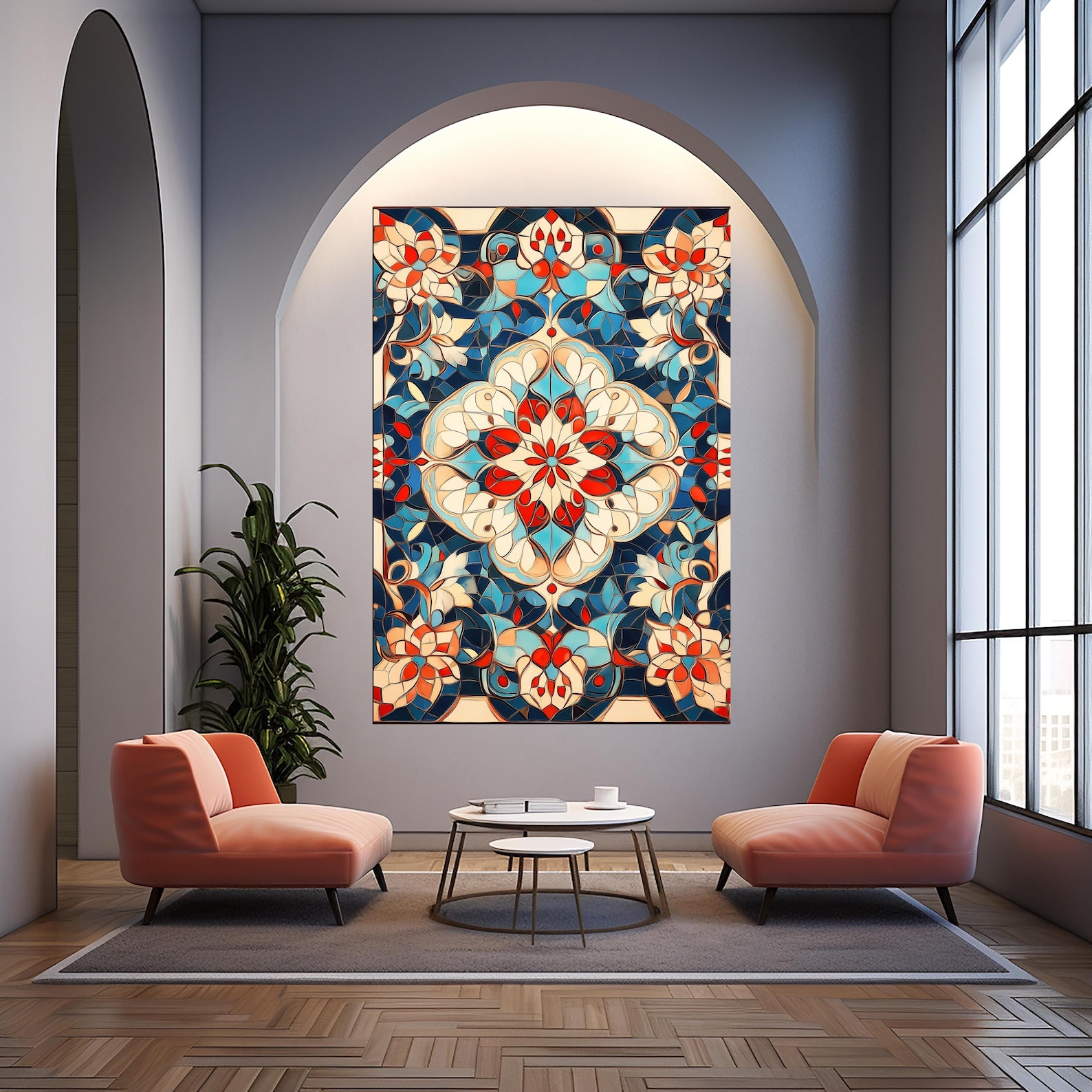 Turkish Patterned Wall Art | Tempered Glass Hanging Art| Ethnic Tile ...