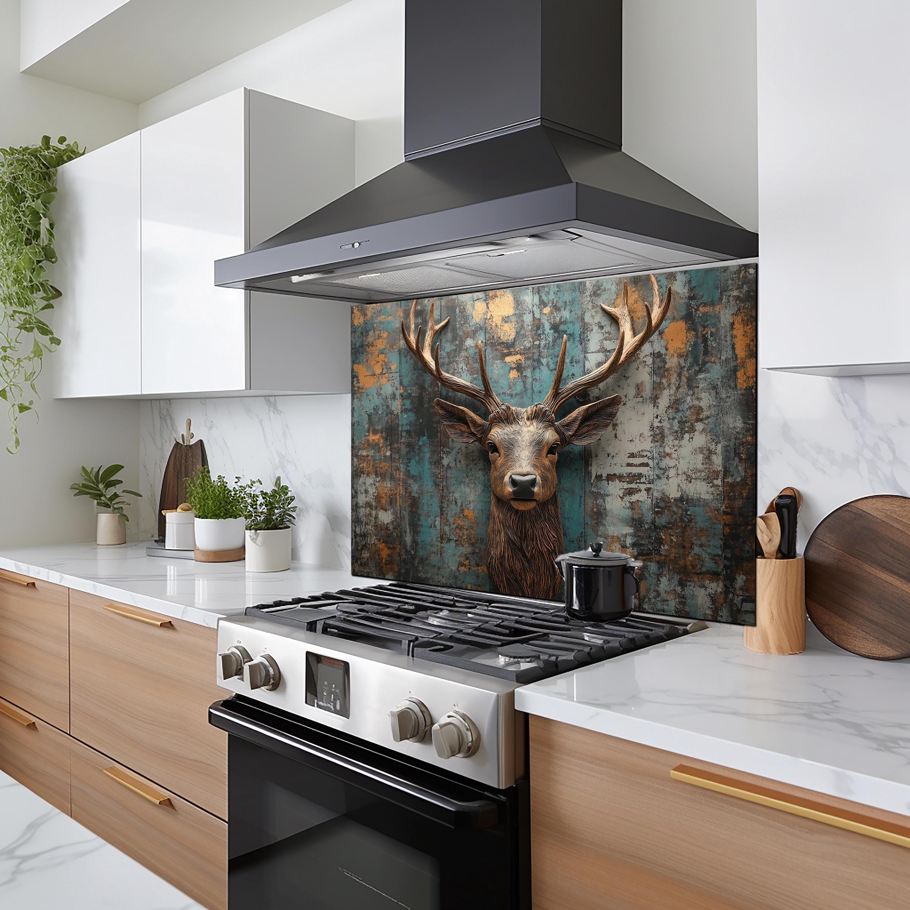 Deer Tempered Glass Backsplash Tiles-animal Backsplash for Kitchen Deer ...