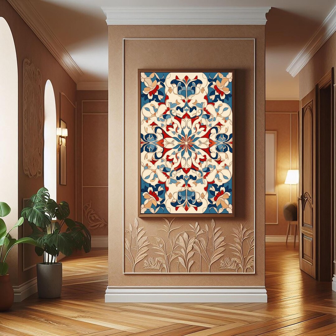 Turkish Patterned Wall Art | Tempered Glass Hanging Art| Ethnic Tile ...