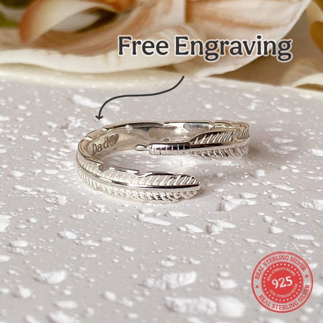 925 Solid Sterling Silver Angel Feather Ring | Guardian Angel Ring ...