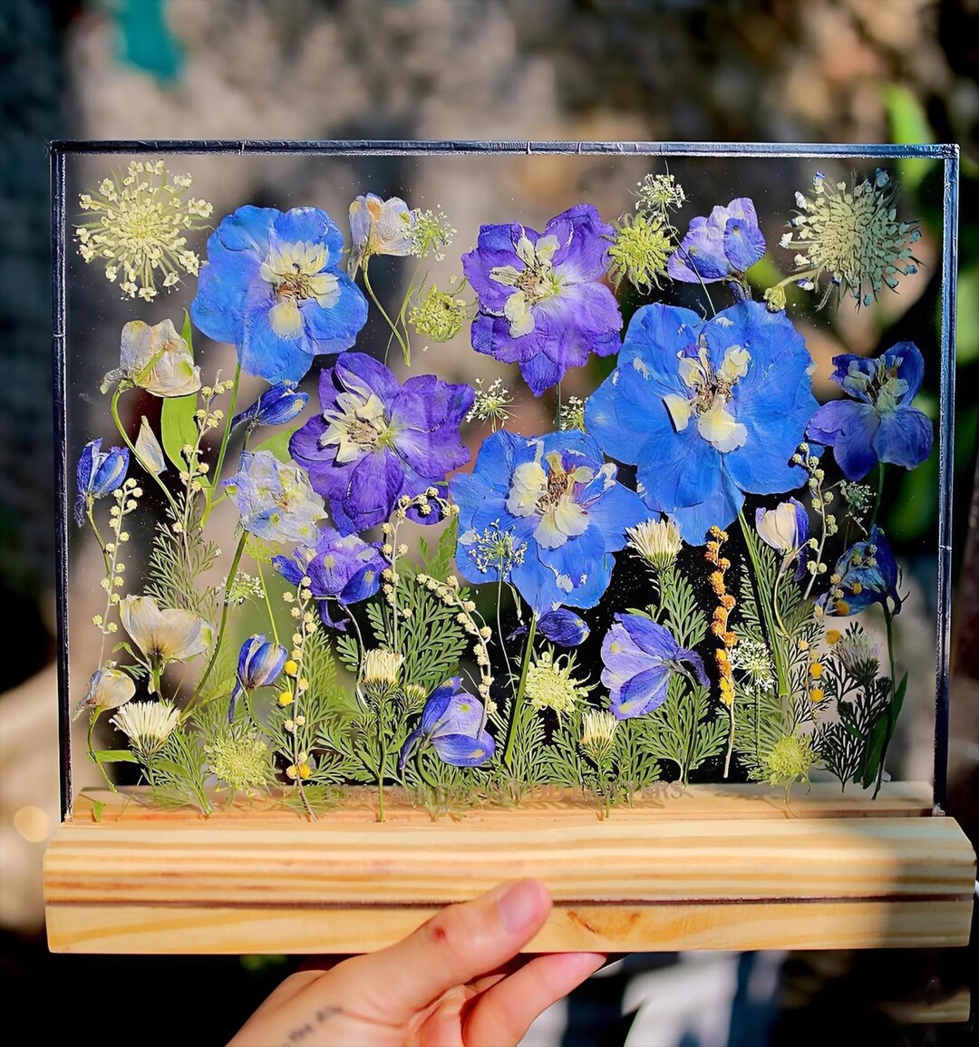 Pressed Flower Frame, Dried Flower Frame Artwork, Botanical Art Collage ...