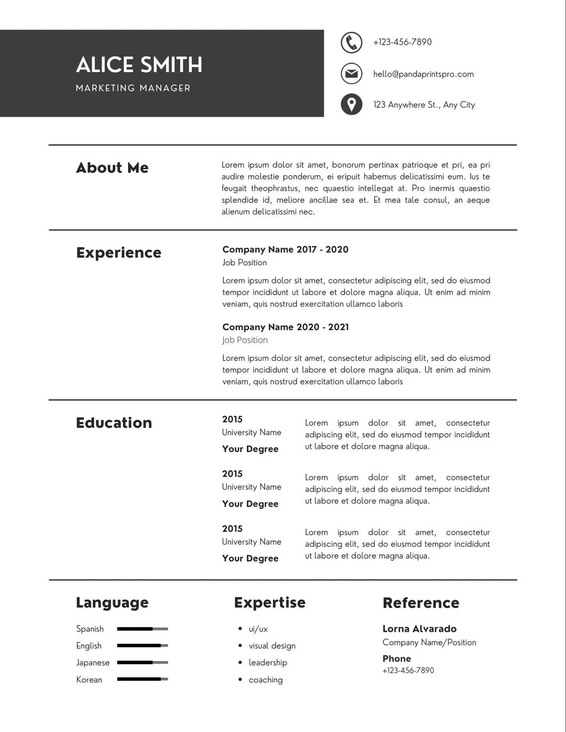 Minimalist Resume Template | Modern CV Design (digital Download) - Etsy