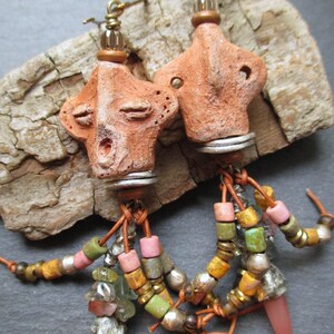 Extreme Opposites Tribal Earrings, Artisan Ceramic Mask Dangles ...