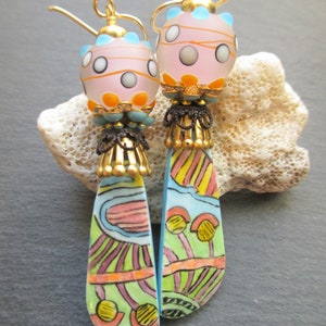 Dandy Doodles Artisan Ceramic Earrings, Whimsical Abstract Art Hand ...