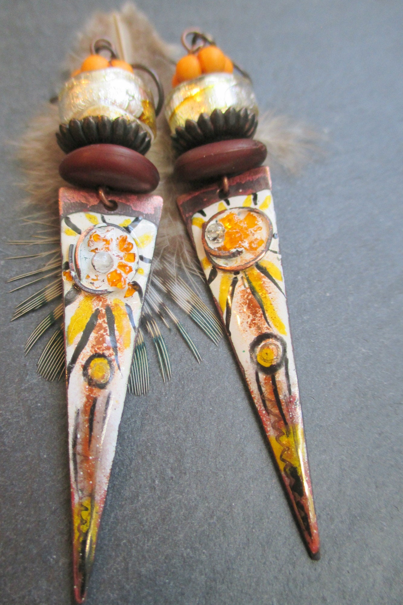 Tribal Spikes Earrings Artisan Ethnic Spikes Drops Colorful | Etsy UK