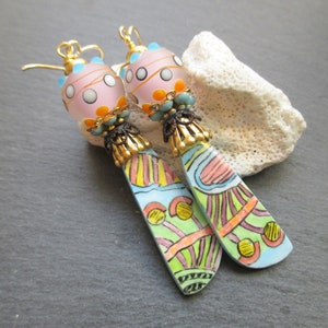 Dandy Doodles Artisan Ceramic Earrings, Whimsical Abstract Art Hand ...