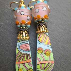 Dandy Doodles Artisan Ceramic Earrings, Whimsical Abstract Art Hand ...