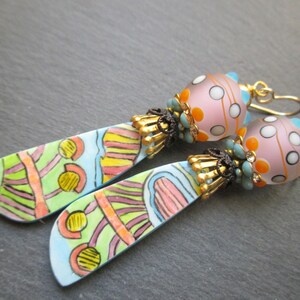 Dandy Doodles Artisan Ceramic Earrings, Whimsical Abstract Art Hand ...