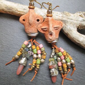 Extreme Opposites Tribal Earrings, Artisan Ceramic Mask Dangles ...